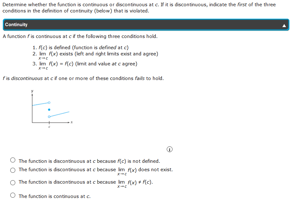 Solved Determine whether the function is continuous or | Chegg.com