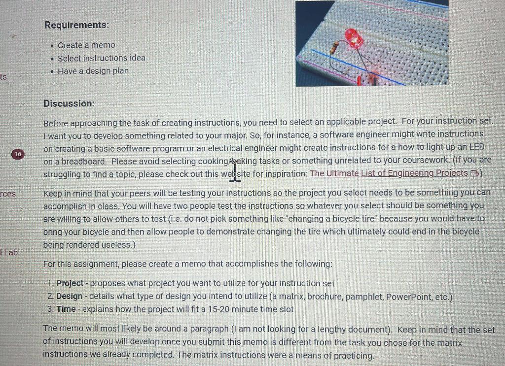 Solved Requirements: - Create a memo - Select instructions | Chegg.com