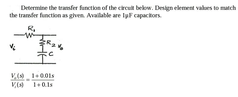 Solved Determine the transfer function of the circuit below. | Chegg.com