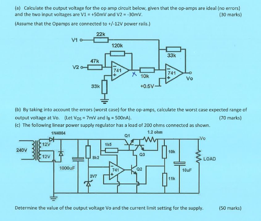 Solved (a) Calculate the output voltage for the op amp | Chegg.com