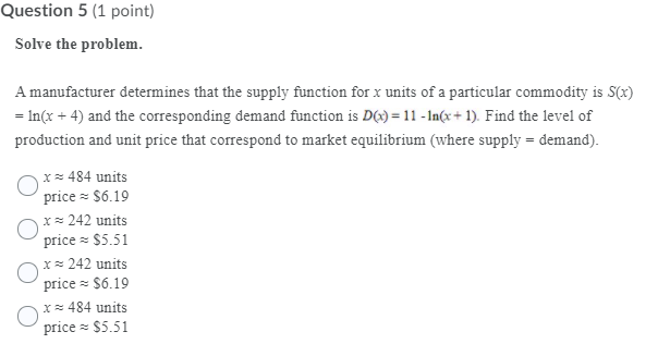 Solved Question 4 (1 point) Solve the problem. In terms of | Chegg.com