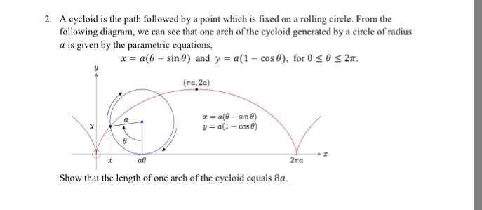Solved 2. A cycloid is the path followed by a point which is | Chegg.com
