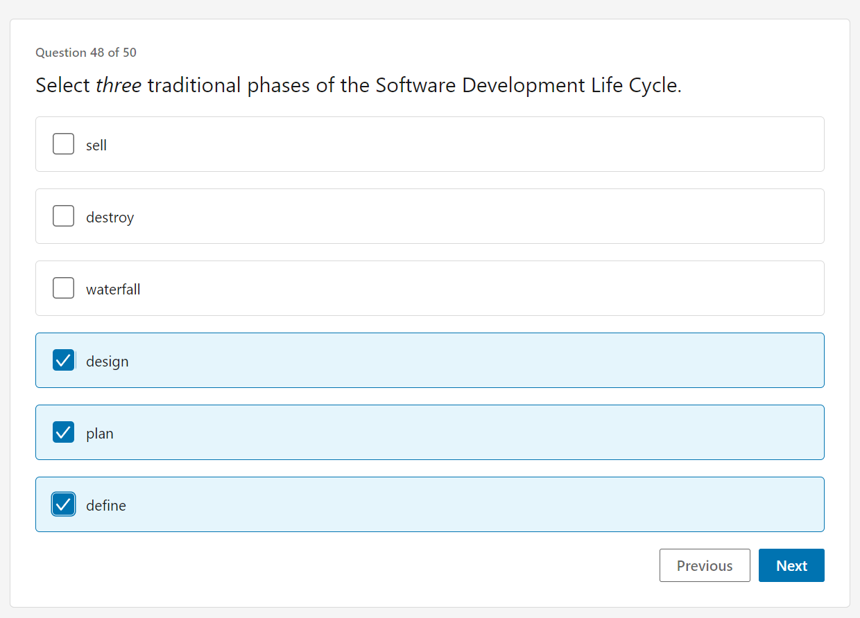 Solved Question 48 ﻿of 50Select three traditional phases of | Chegg.com