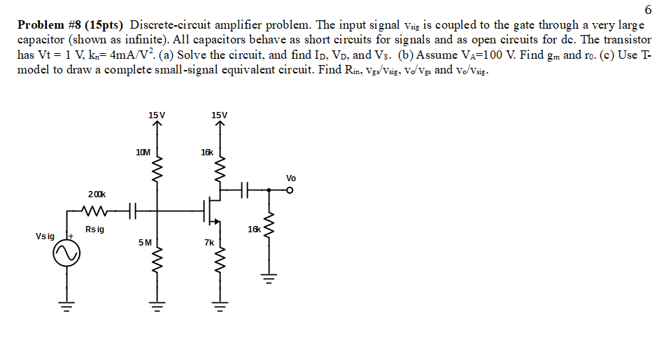 Solved Discrete-circuit amplifier problem. The input signal | Chegg.com
