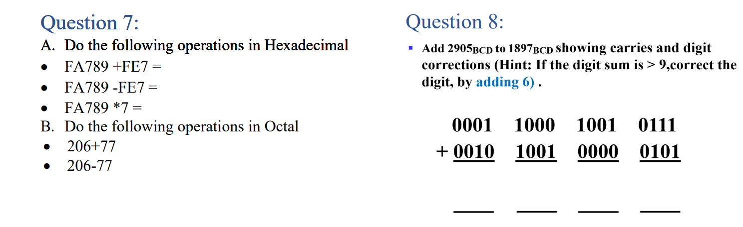 Solved Question 7: Question 8: A. Do the following | Chegg.com