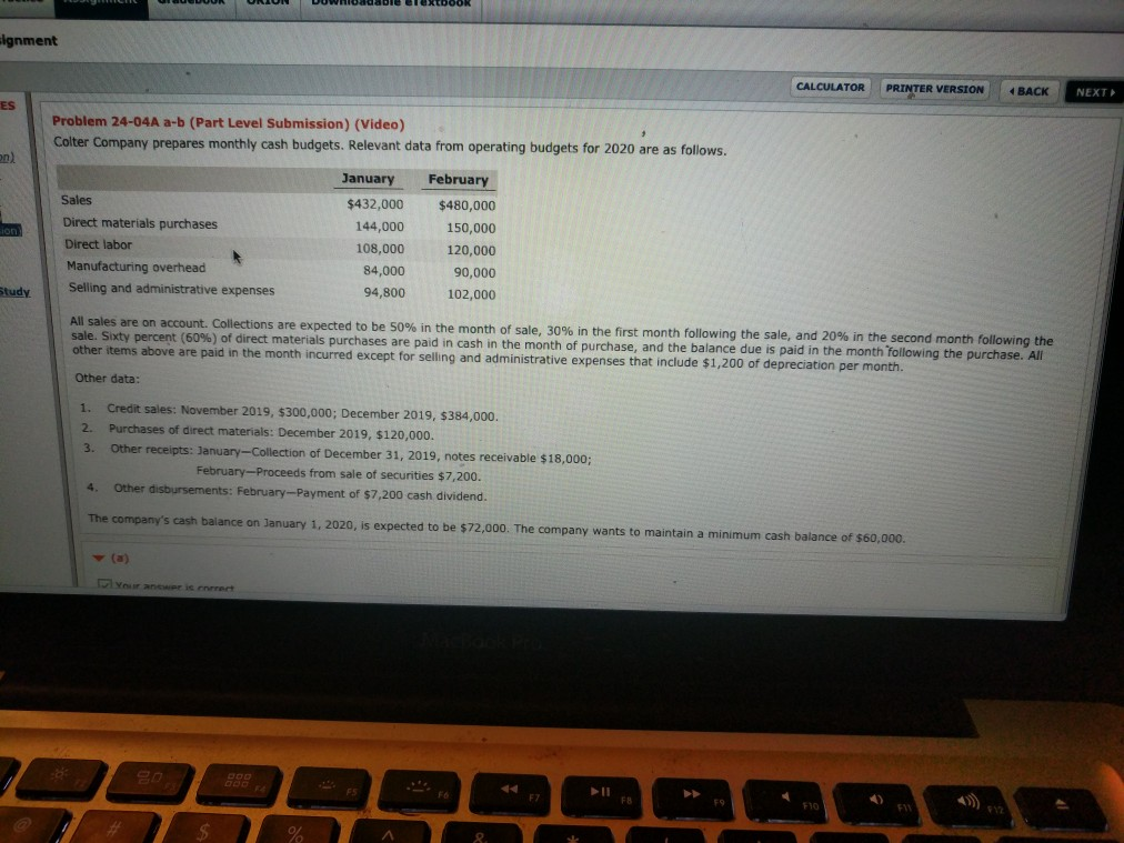 Solved ignment CALCULATOR PRINTER VERSION 4 BACK NEXT ES | Chegg.com