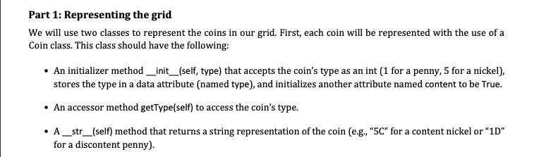 Part 1: Representing the grid We will use two classes | Chegg.com