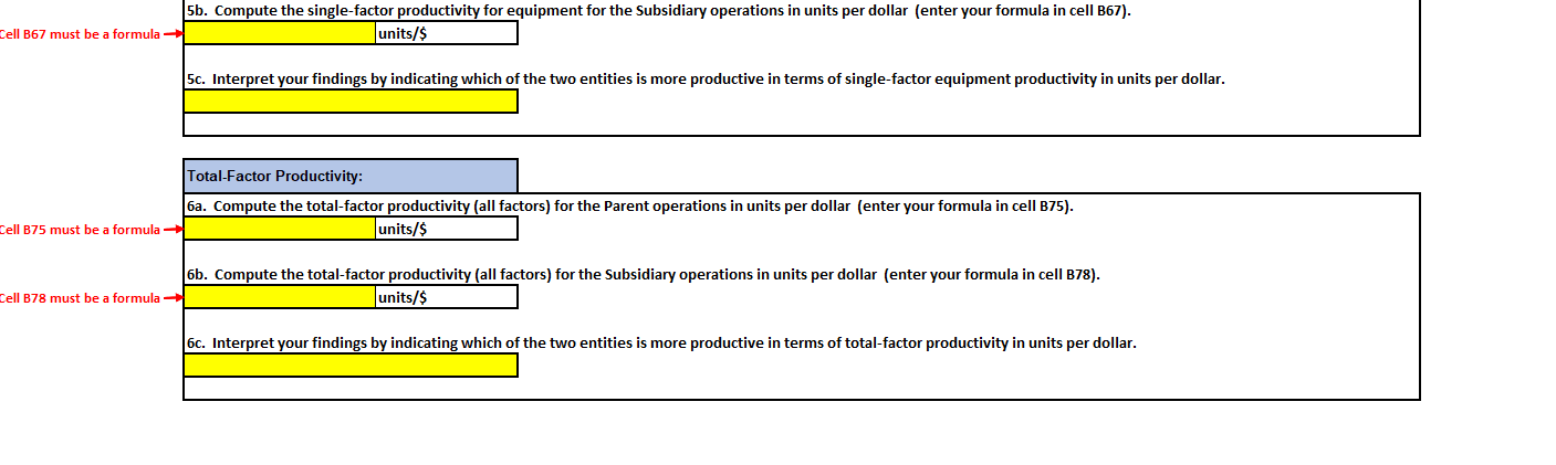 Solved Total = 55 points: Productivity Calculation Tab (30 | Chegg.com