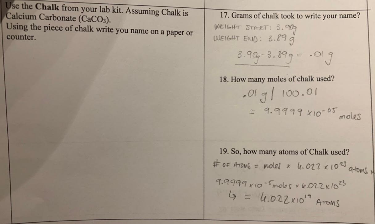 Solved Use the Chalk from your lab kit. Assuming Chalk is | Chegg.com