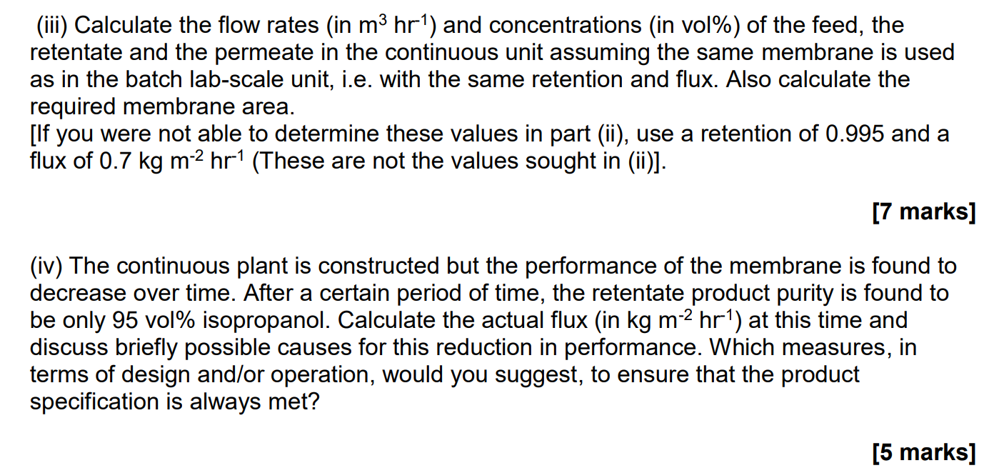 (iii) Calculate the flow rates (in m3 hr") and | Chegg.com