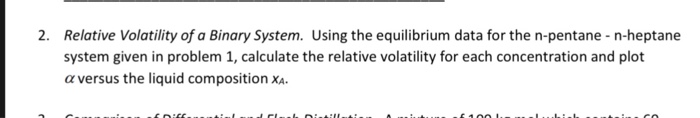 2. Relative Volatility of a Binary System. Using the | Chegg.com