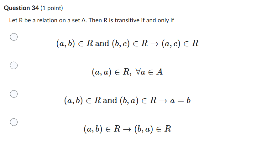 Solved Let R be a relation on a set A. Then R is transitive | Chegg.com