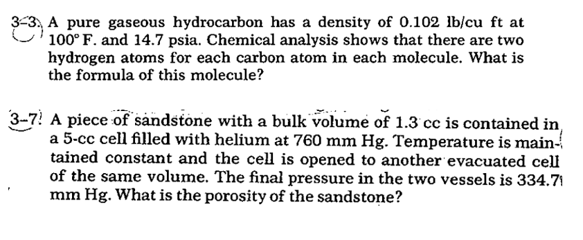 Solved 3-3. A pure gaseous hydrocarbon has a density of | Chegg.com