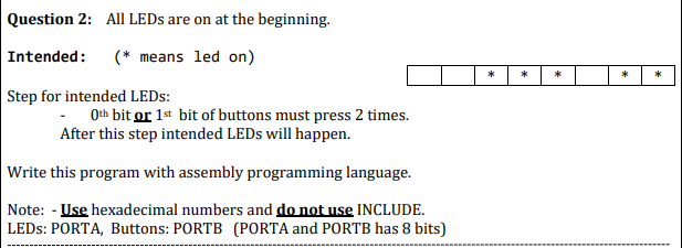 Solved Question 2: All LEDs are on at the beginning. | Chegg.com