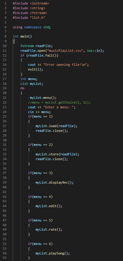 Solved C++. I need help debugging my rate and play | Chegg.com
