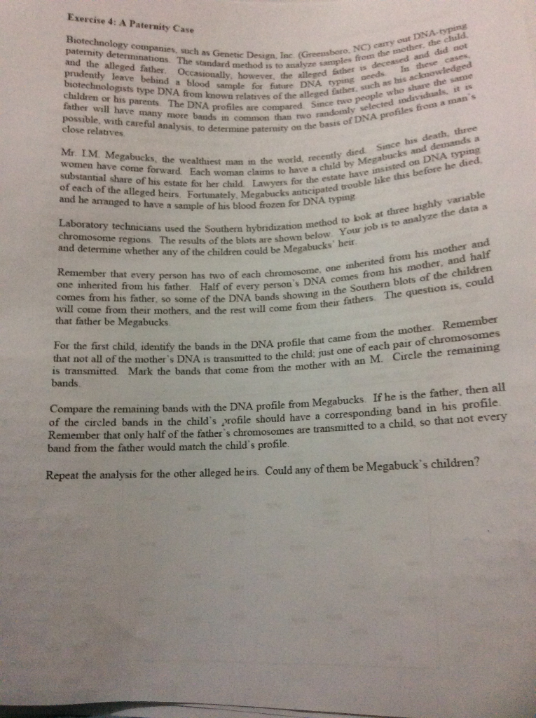 Exercise 4: A Paternity Case technology companies, | Chegg.com