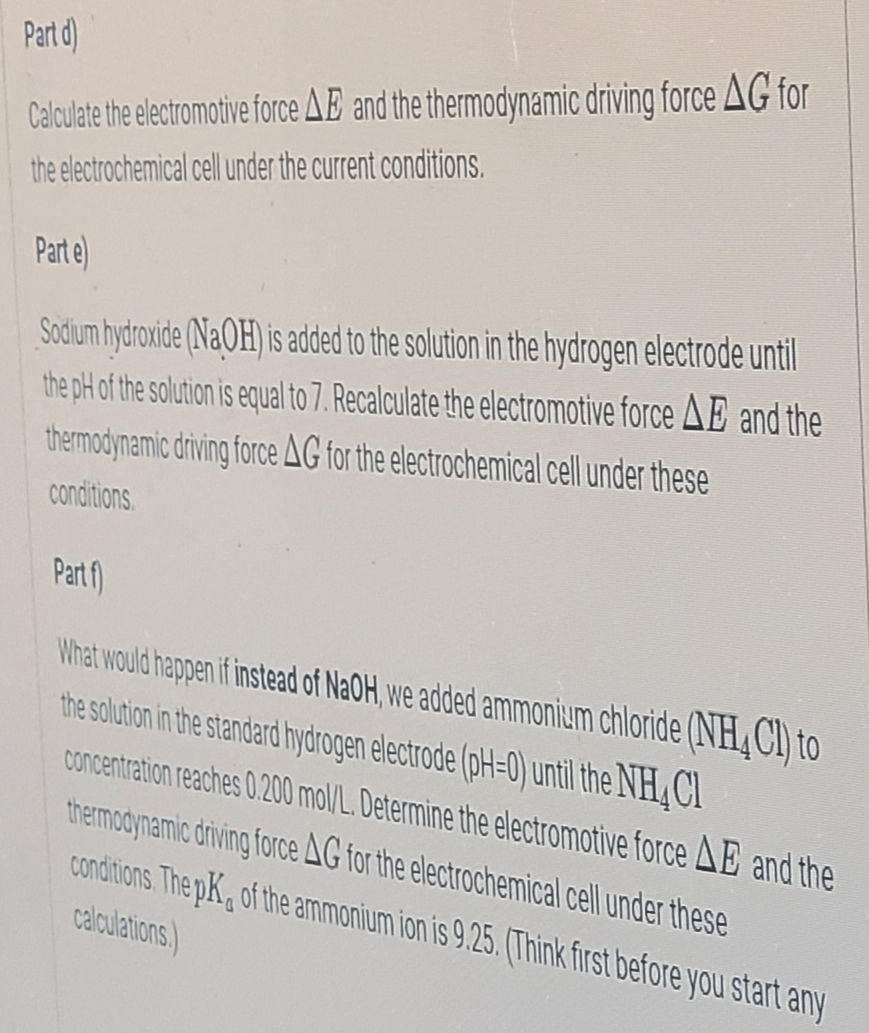 Solved Question 23 We are building an electrochemical cell. | Chegg.com