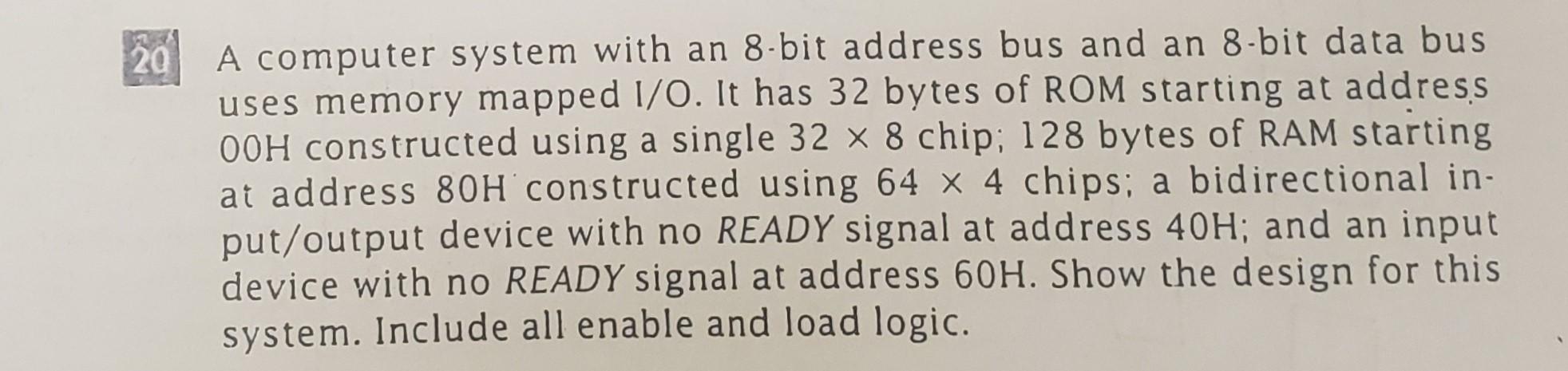 Solved A Computer System With An 8-bit Address Bus And An 8 