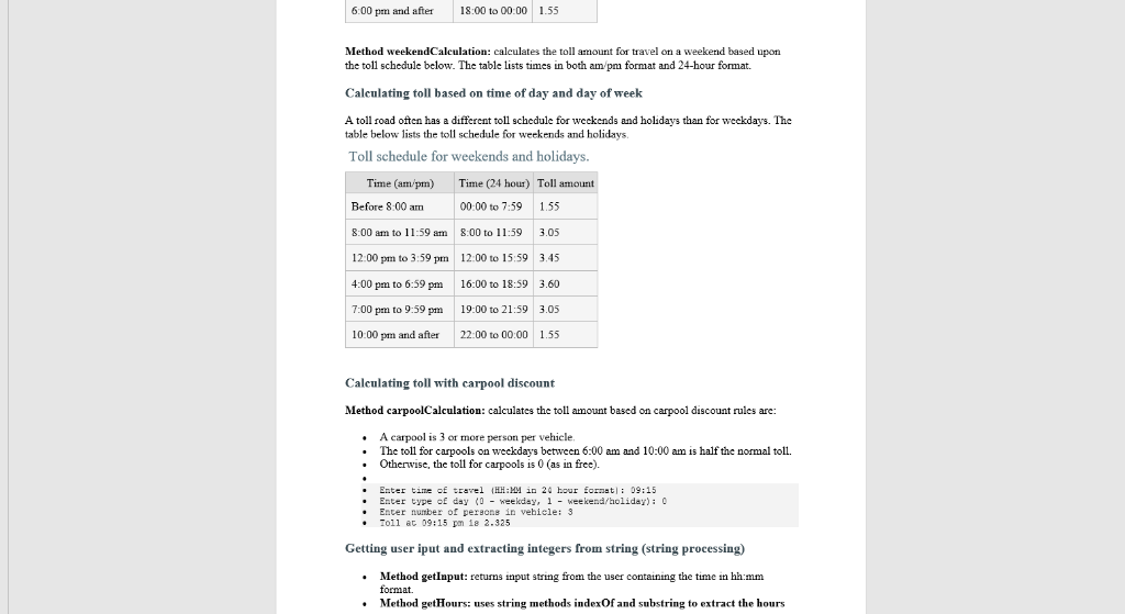 Solved Need help with a java program related toll | Chegg.com