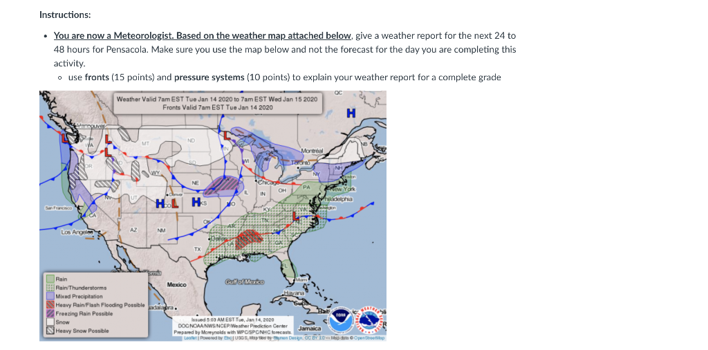 Solved Instructions: • You are now a Meteorologist. Based on | Chegg.com