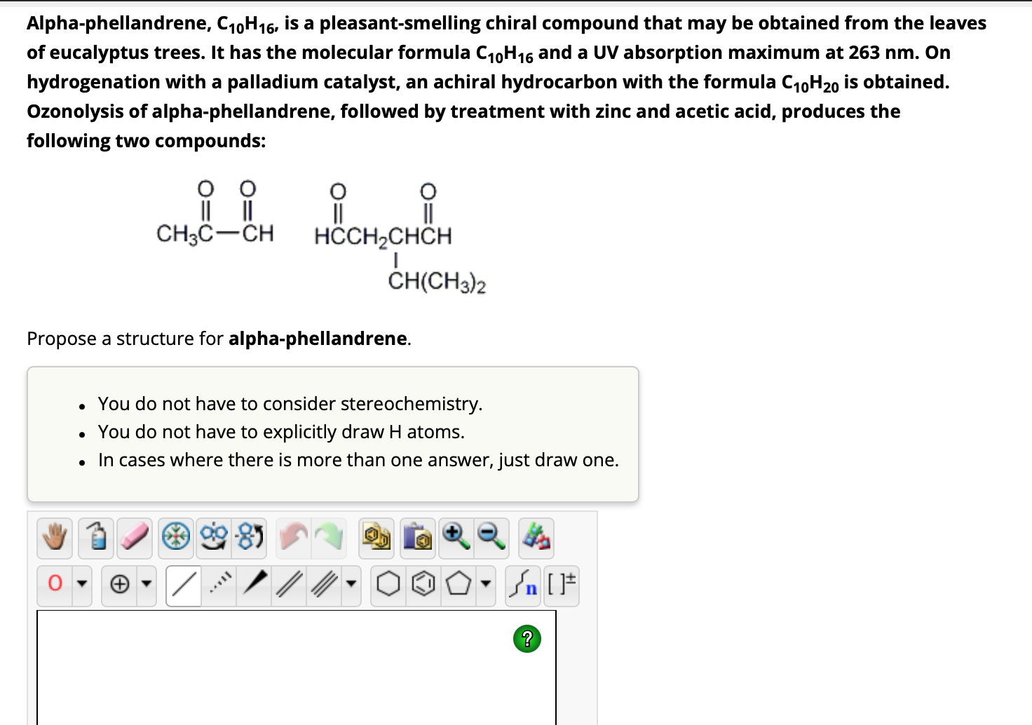 Solved Alpha-phellandrene, C10H16, is a pleasant-smelling | Chegg.com