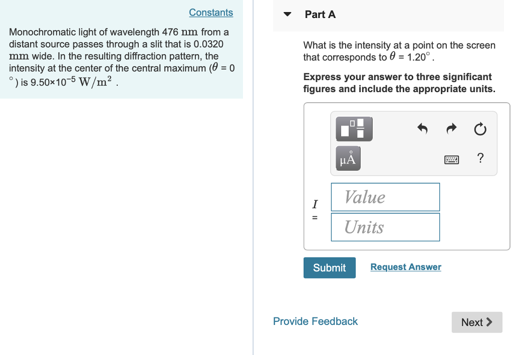 Solved Constants Part A Monochromatic Light Of Wavelength