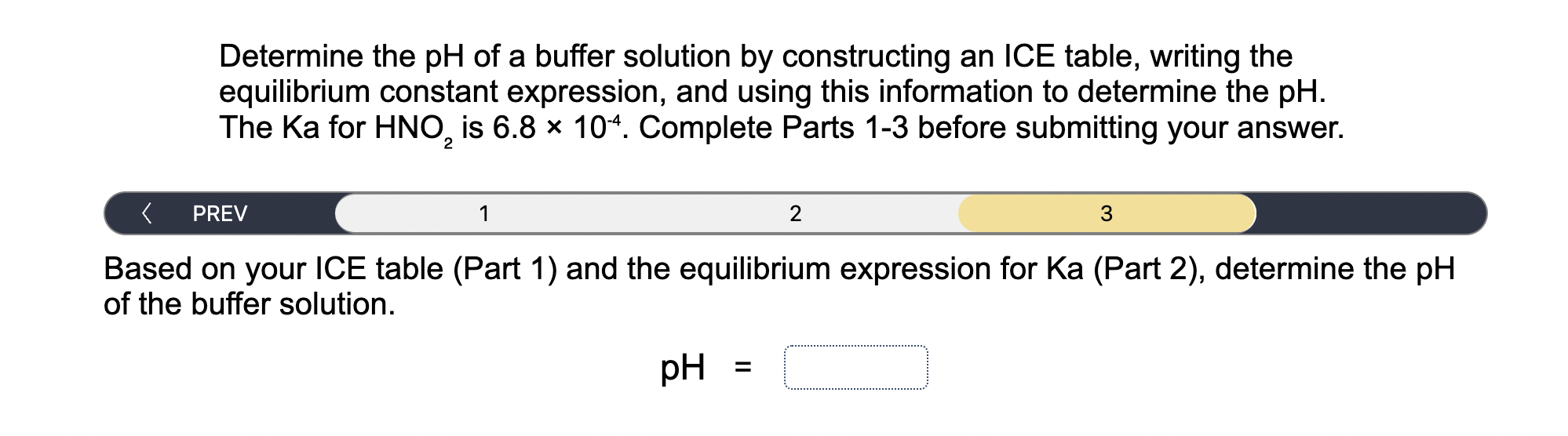 Solved Determine the pH of a buffer solution by constructing | Chegg.com