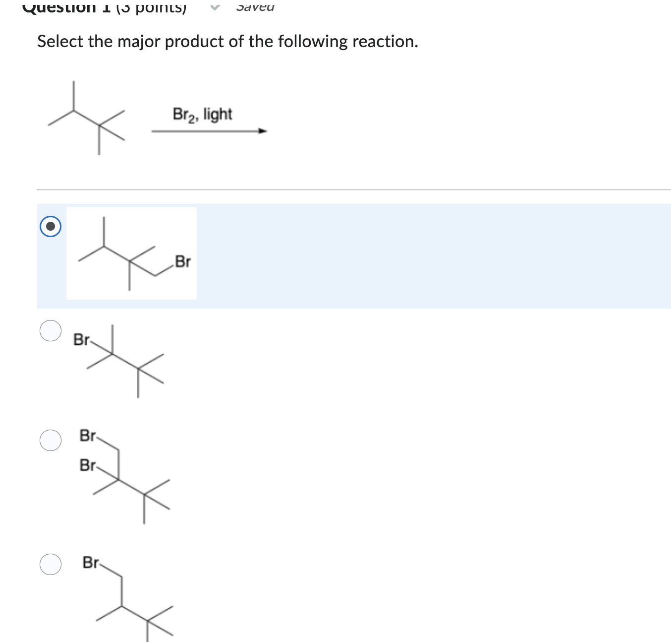 Solved Select the major product of the following reaction. | Chegg.com