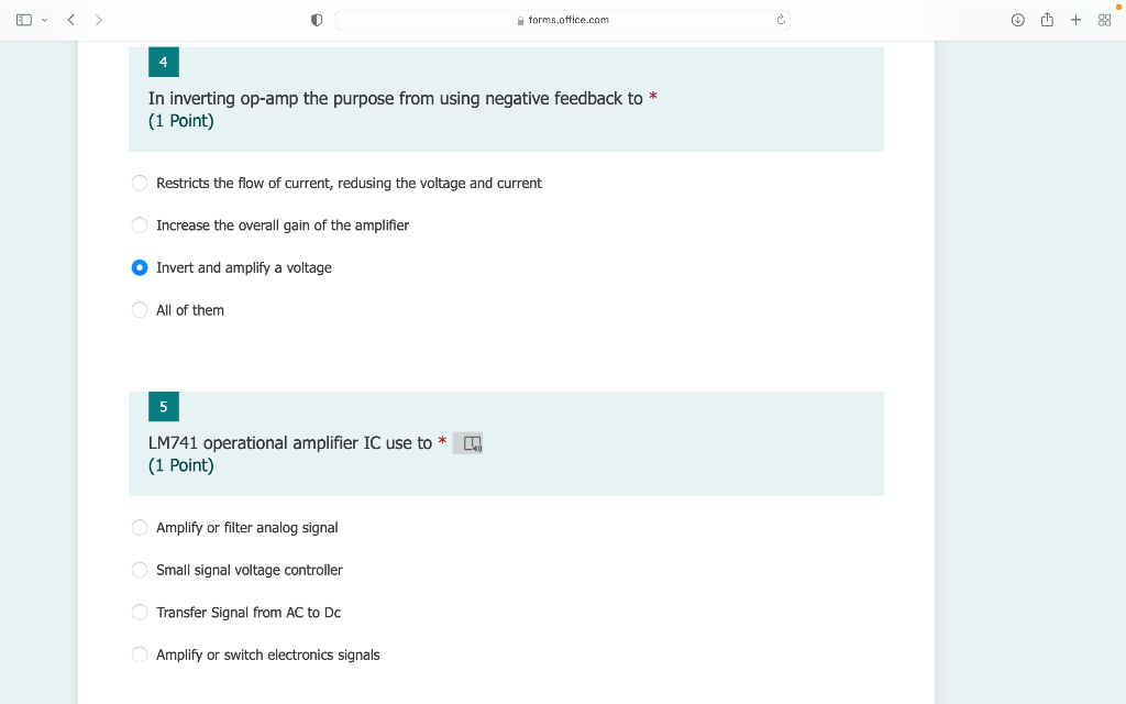 Solved forms.office.com U + 98 4 In inverting op-amp the | Chegg.com