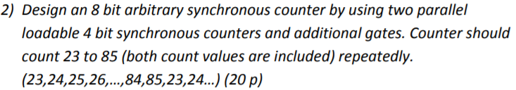 Solved 2) Design an 8 bit arbitrary synchronous counter by | Chegg.com