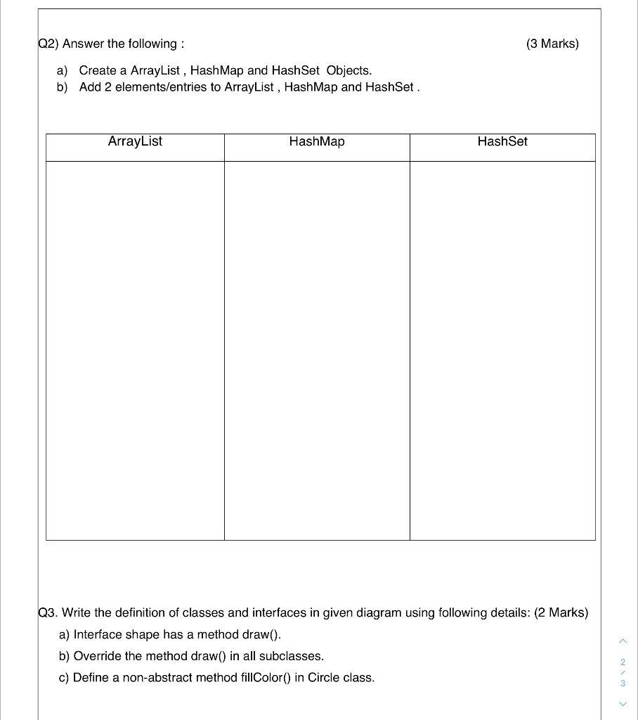 Solved Q2) Answer the following : (3 Marks) a) Create a | Chegg.com