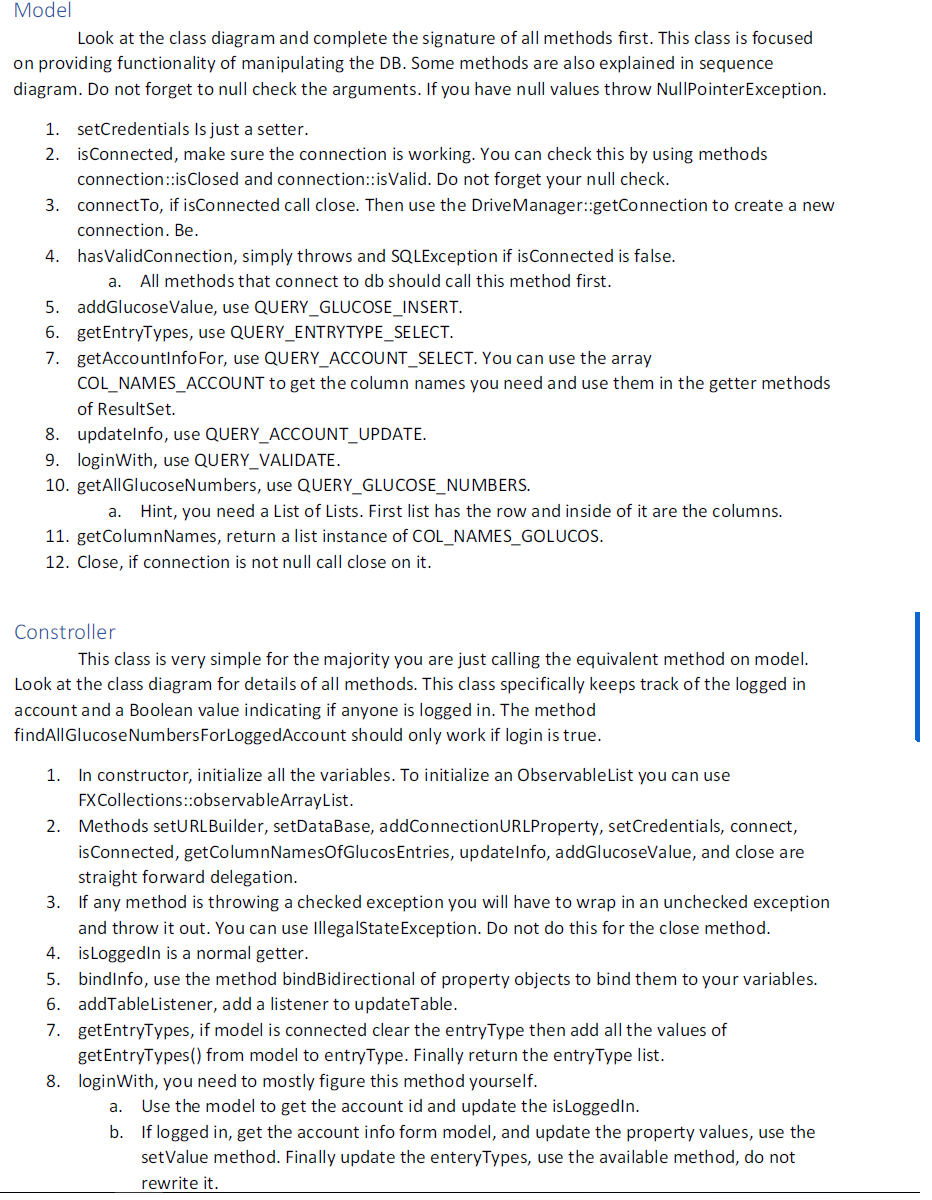 Model Look at the class diagram and complete the | Chegg.com