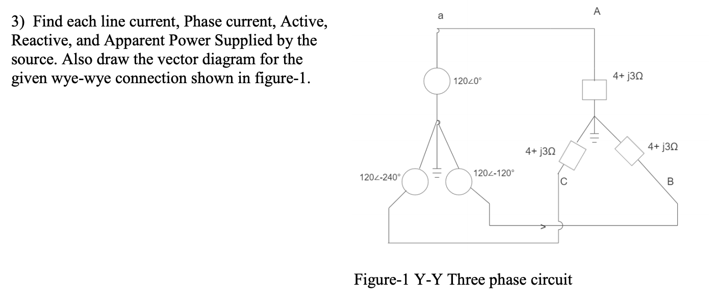 Solved 3) Find each line current, Phase current, Active, | Chegg.com