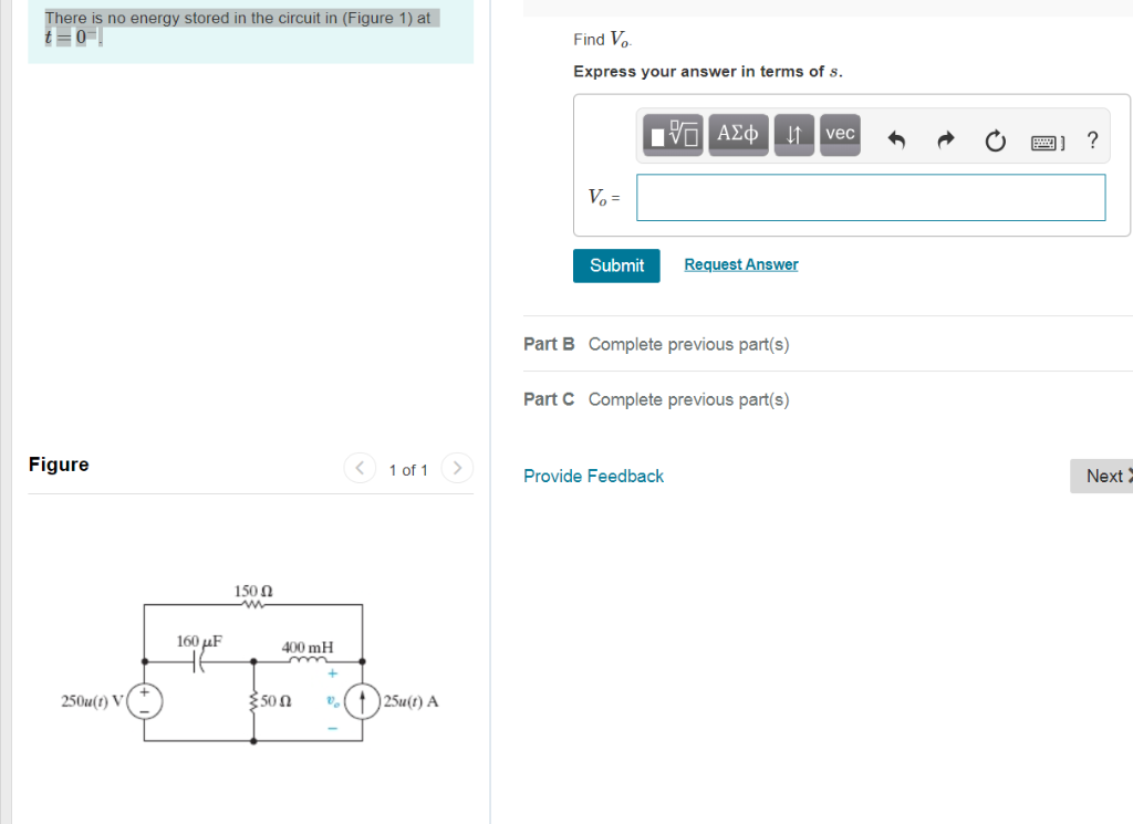 Solved There is no energy stored in the circuit in (Figure | Chegg.com