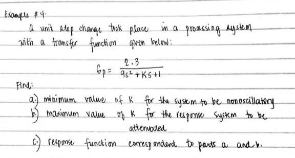 Solved Example $4. a unit step change took place in a | Chegg.com