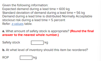Solved Given the following information: Expected demand | Chegg.com