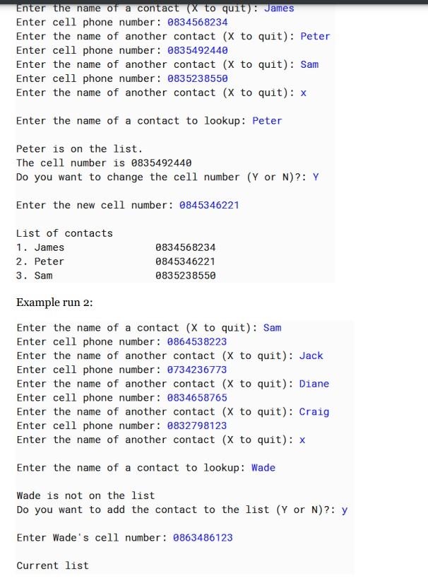Solved Contacts Arraylist Java Program Design A