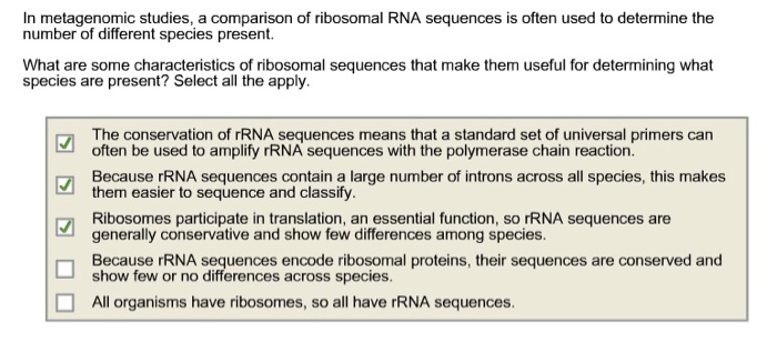 Solved In metagenomic studies, a comparison of ribosomal RNA | Chegg.com