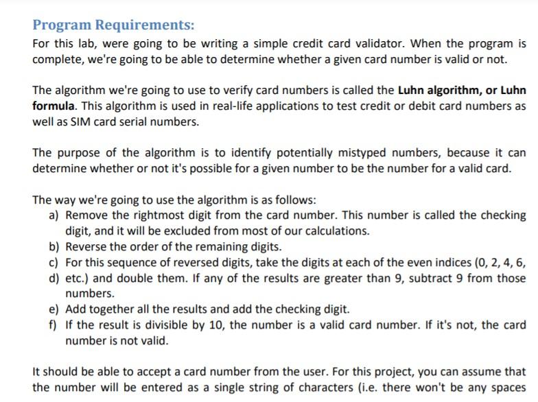 Solved Program Requirements: For this lab, were going to be | Chegg.com