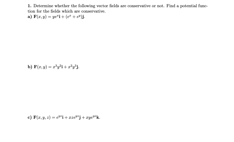 Solved Determine Whether The Following Vector Fields Are