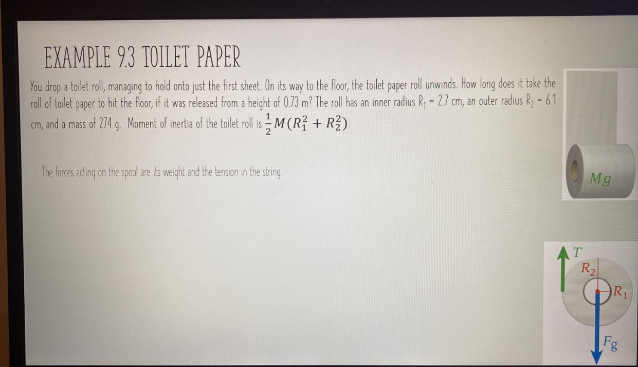Solved EXAMPLE 9.3 ﻿TOILET PAPERYou drop a toilet roll, | Chegg.com