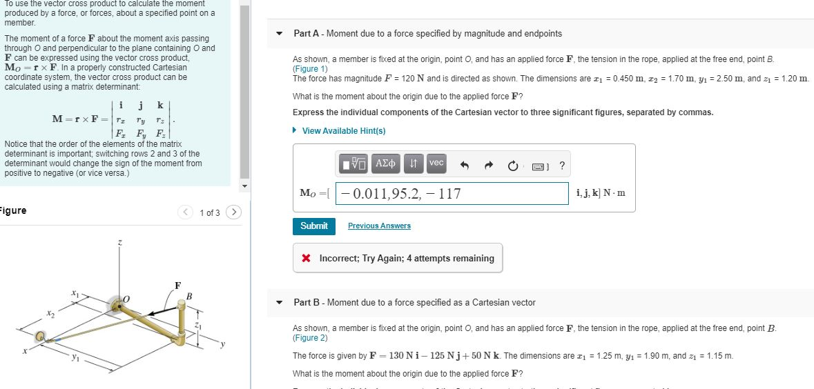 Solved To use the vector cross product to calculate the | Chegg.com
