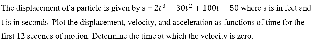 Solved Problems 1 through 6 treat the motion of a particle | Chegg.com