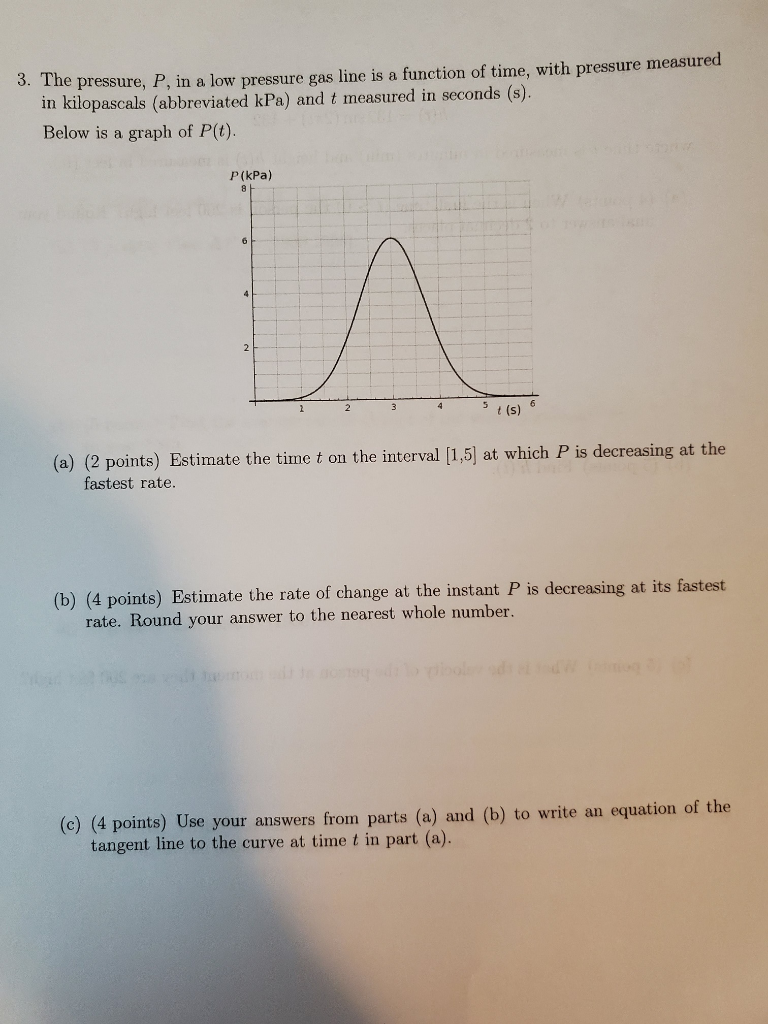 Solved 3. The pressure, P, in a low pressure gas line is a | Chegg.com