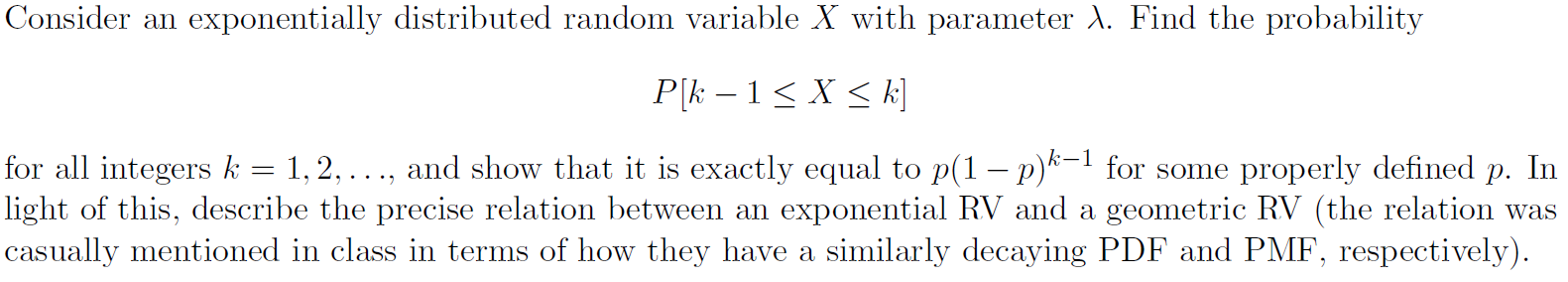 Solved Consider an exponentially distributed random variable | Chegg.com