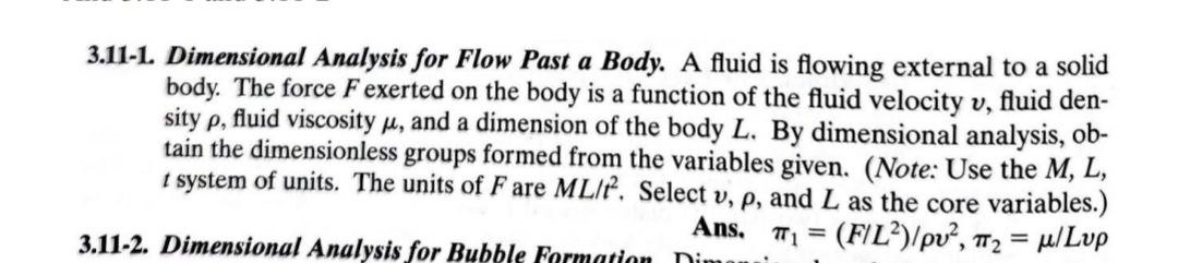 Solved 3.11-1. Dimensional Analysis for Flow Past a Body. A | Chegg.com