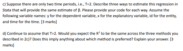 Solved 2. Consider the panel regression equation | Chegg.com