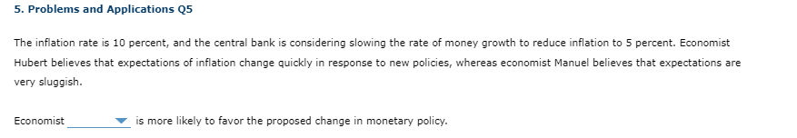 Solved 5. Problems and Applications Q5 The inflation rate is | Chegg.com