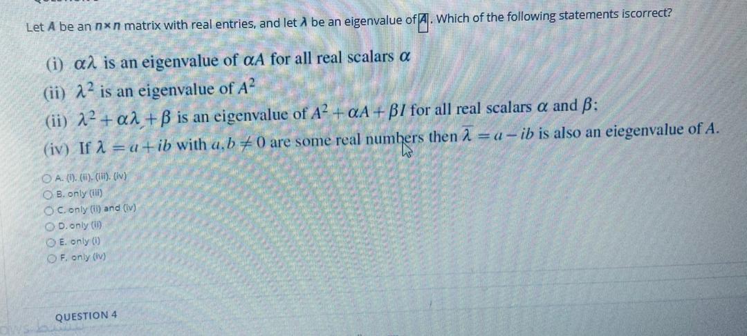 Solved Let A be an nxn matrix with real entries, and let be | Chegg.com