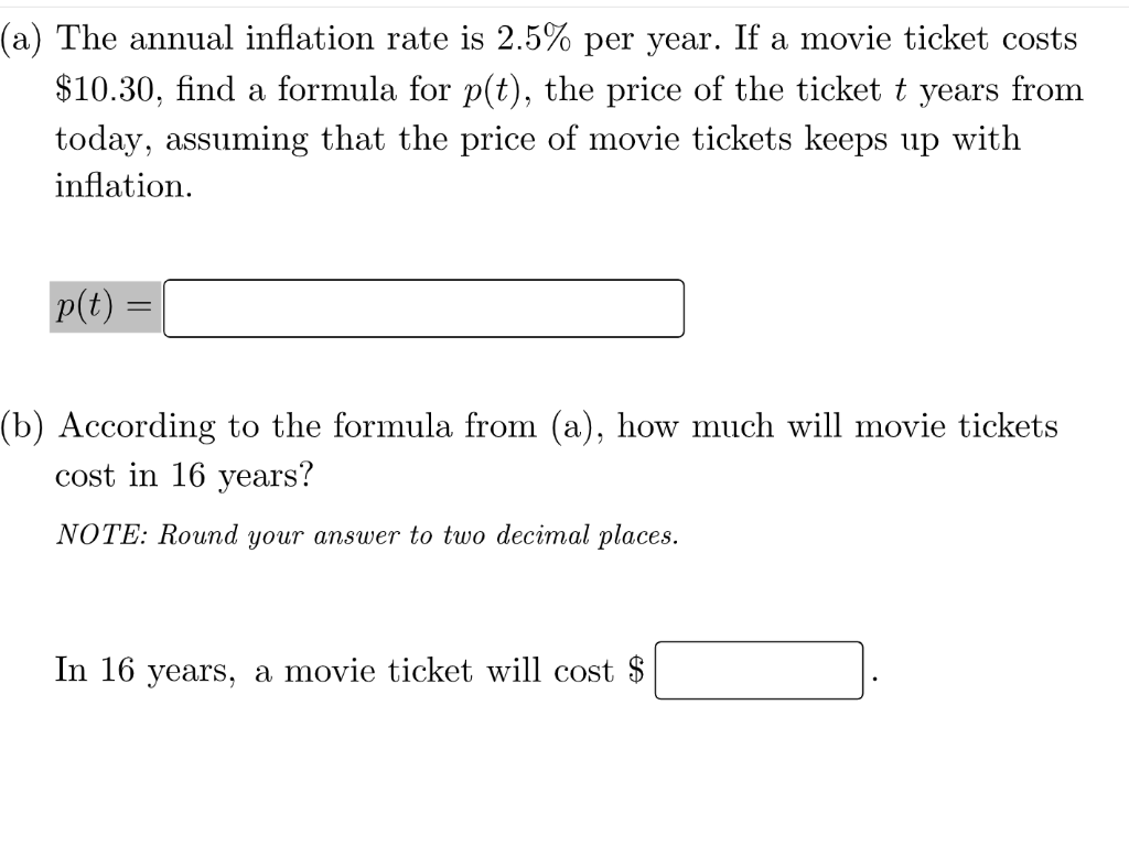 Solved (a) The annual inflation rate is 2.5% per year. If a | Chegg.com